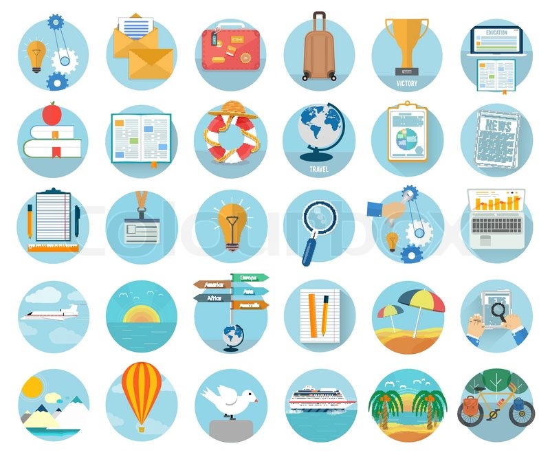 Icons set of traveling, planning a ... | Stock vector | Colourbox