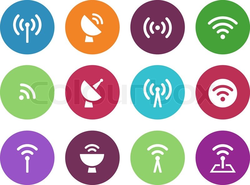 Radio Tower circle icons on white ... | Stock vector | Colourbox