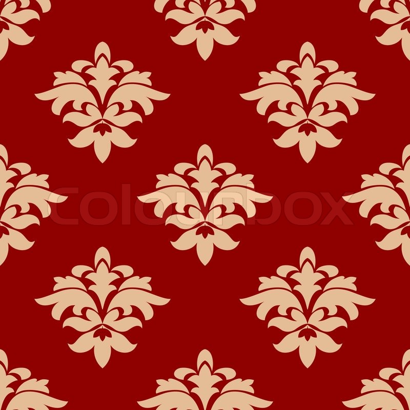 Maroon and beige seamless pattern with ... | Stock vector | Colourbox