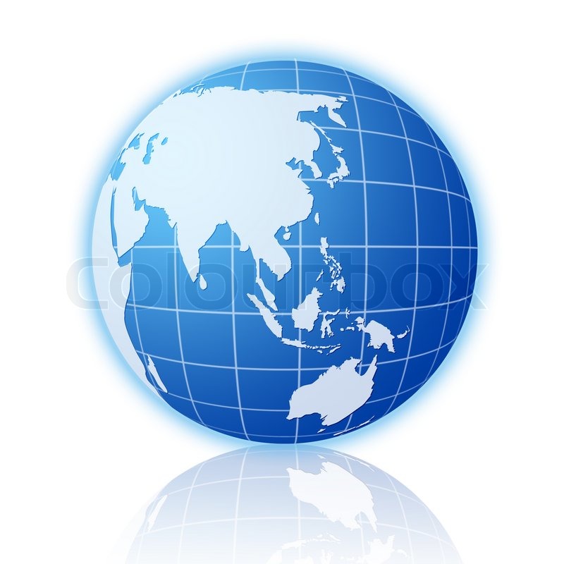 Blue world globe with reflection on a ... | Stock image | Colourbox