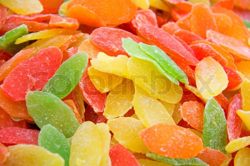 Multi-colored candied fruits, closeup ... | Stock image | Colourbox