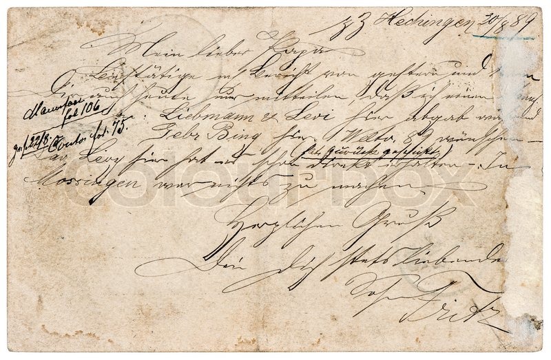 Alten Brief mit handschriftlichen text | Stock Bild | Colourbox