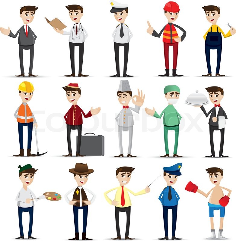 Illustration of cartoon occupation set | Stock vector | Colourbox