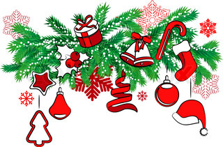 Vandrette kant med traditionelle julemotiver stock vektor